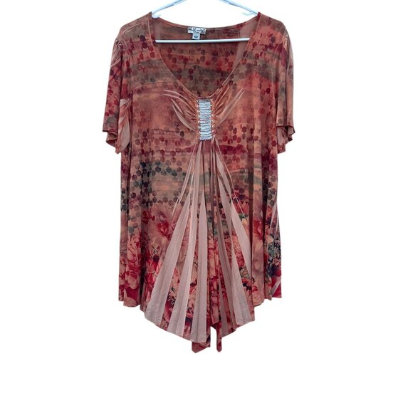 World unity | Tops | World Unity Orange 2x Flowy Blouse | Poshmark